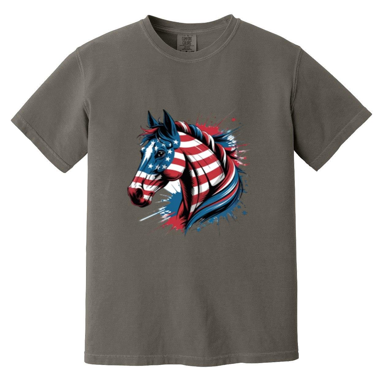 Horse 4th Of July Patriotic American Flag Animal Comfort Color T-Shirt ...