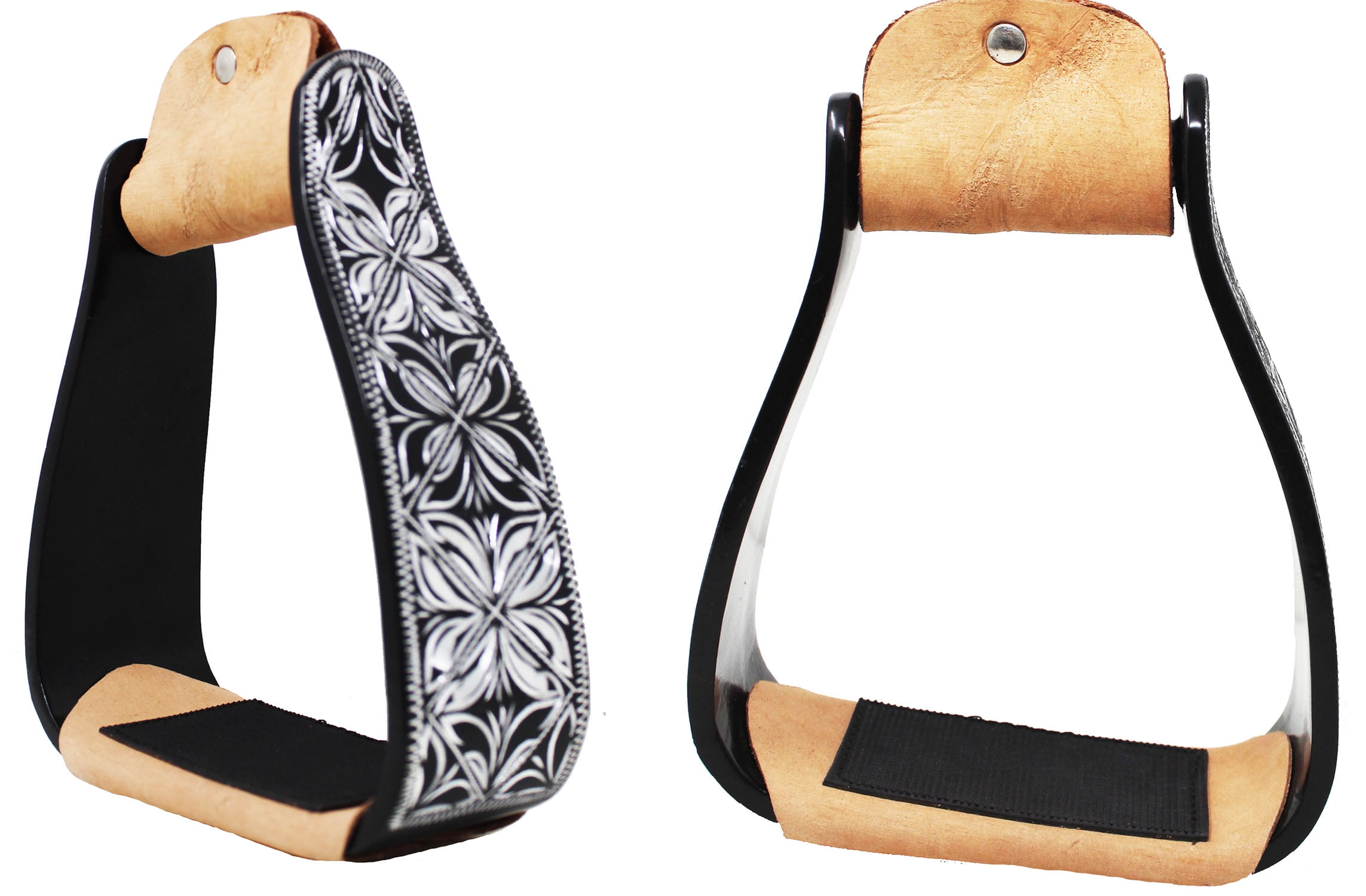 Horse 5" Black Aluminum Engraved Slanted Offset Western Horse Saddle ...