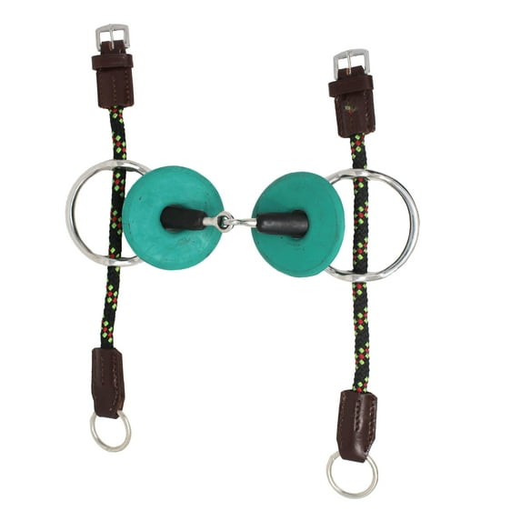 Horse 5" Rubber Mouth Eggbutt Snaffle Cheltenham Turquoise Bit Guard Gag Nylon Cheeks 35627 ...