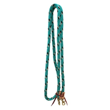 8' x 5/8" Western Nylon Braided Turquoise Barrel Reins w/ Brass Snaps ...