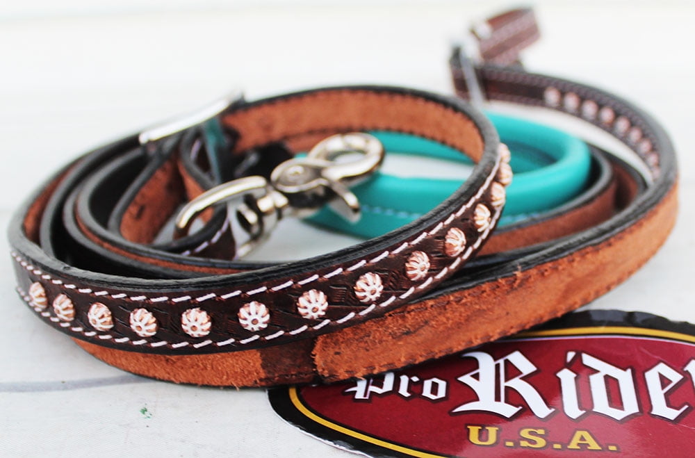 Horse 8ft Contest Western Tack Leather Barrel Rein Turquoise Reins ...