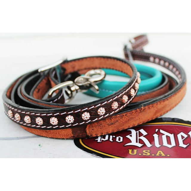 Horse 8ft Contest Western Tack Leather Barrel Rein Turquoise Reins ...