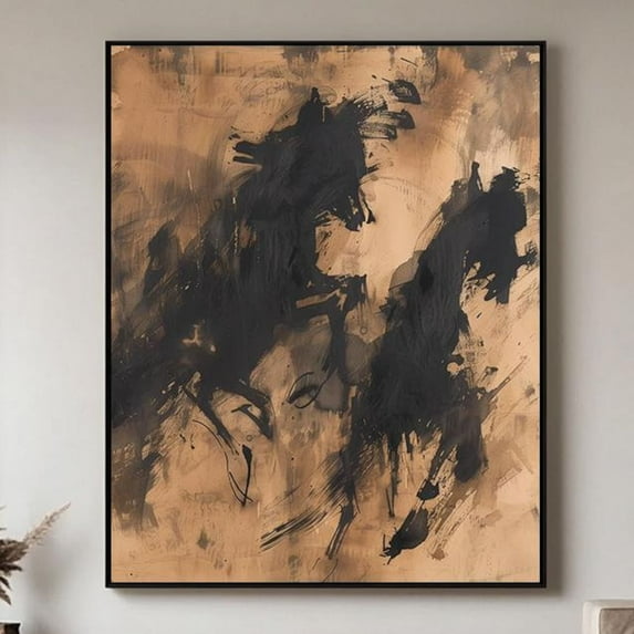 Horse Abstract Painting, Running Horse Painting, Brown Acrylic Painting ...