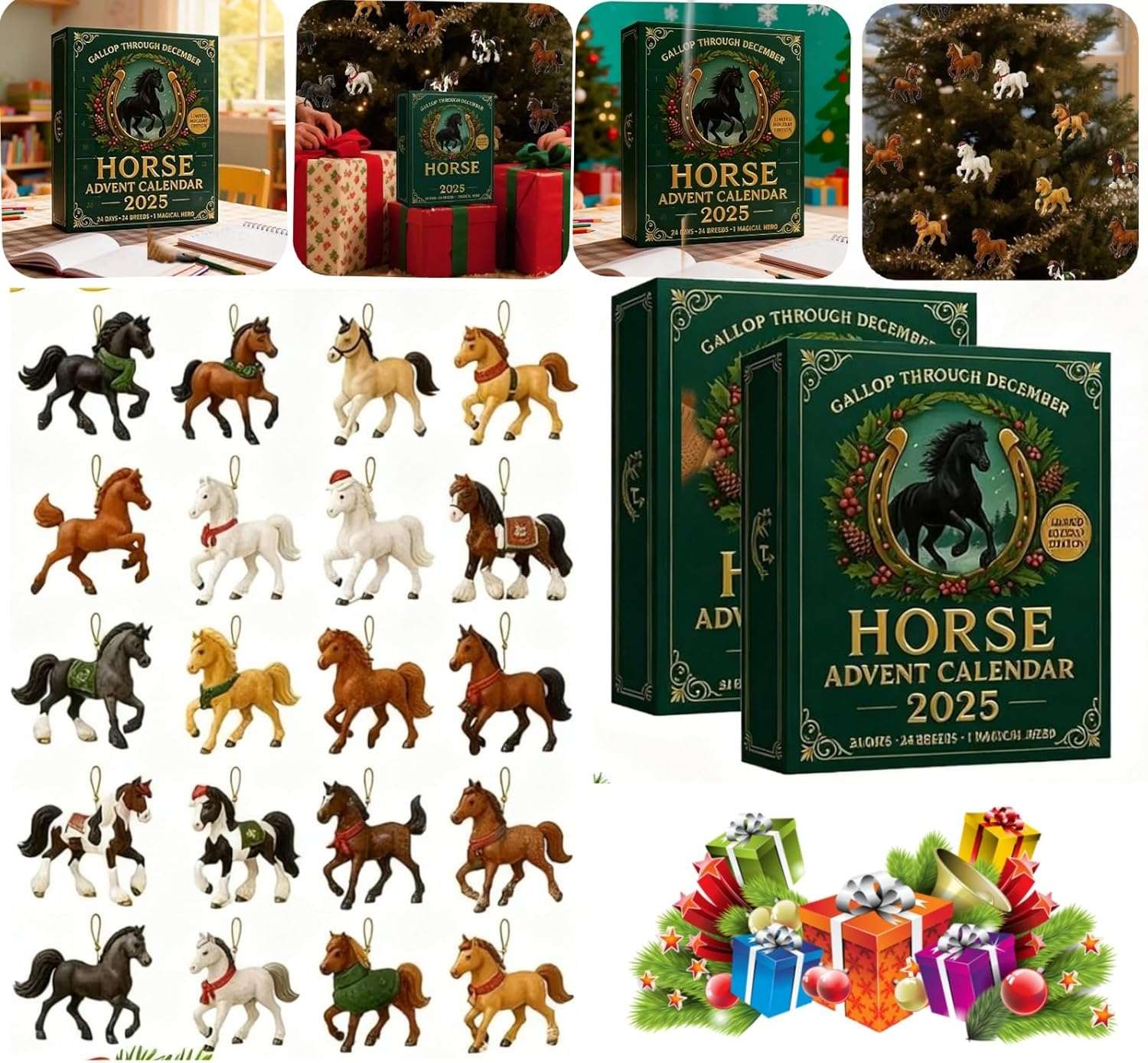 Horse Advent Calendar 2025, 24 Days Christmas Countdown With Hanging ...