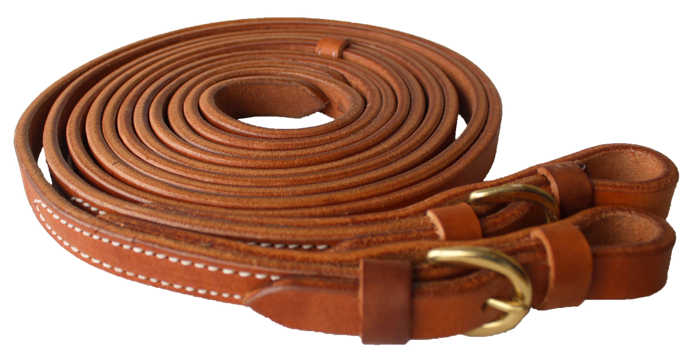 Horse Challenger USA Western Hermann Oak Leather Brass Buckle End Reins ...