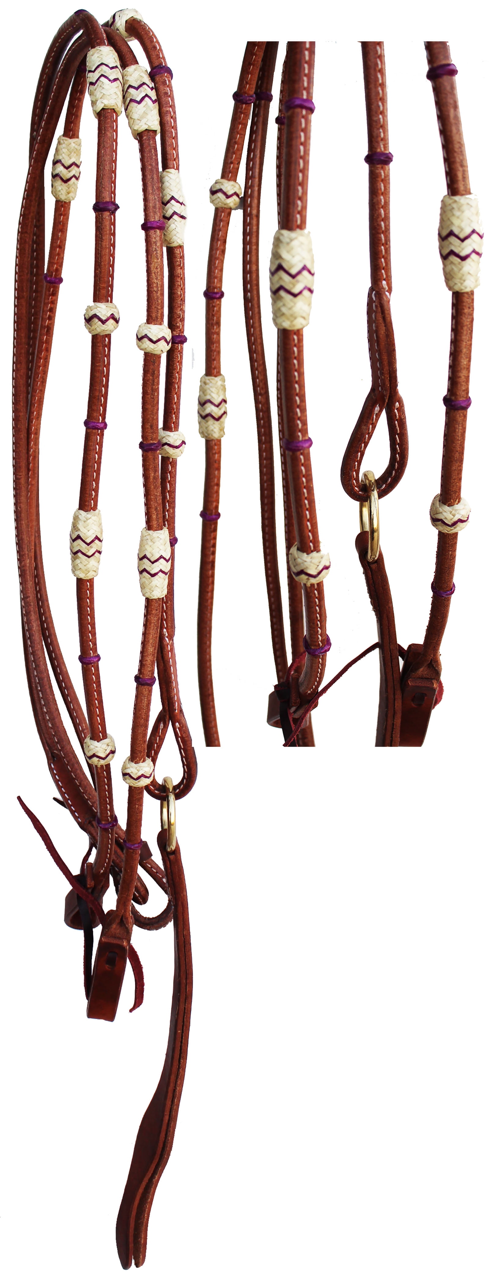 Horse Amish USA Western Tack Leather Rawhide Romal Reins 66RT36PR ...