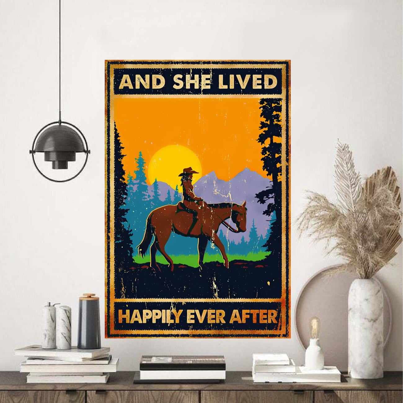 Horse And Sunset She Lived Happily Ever After Poster Horse Poster gift ...