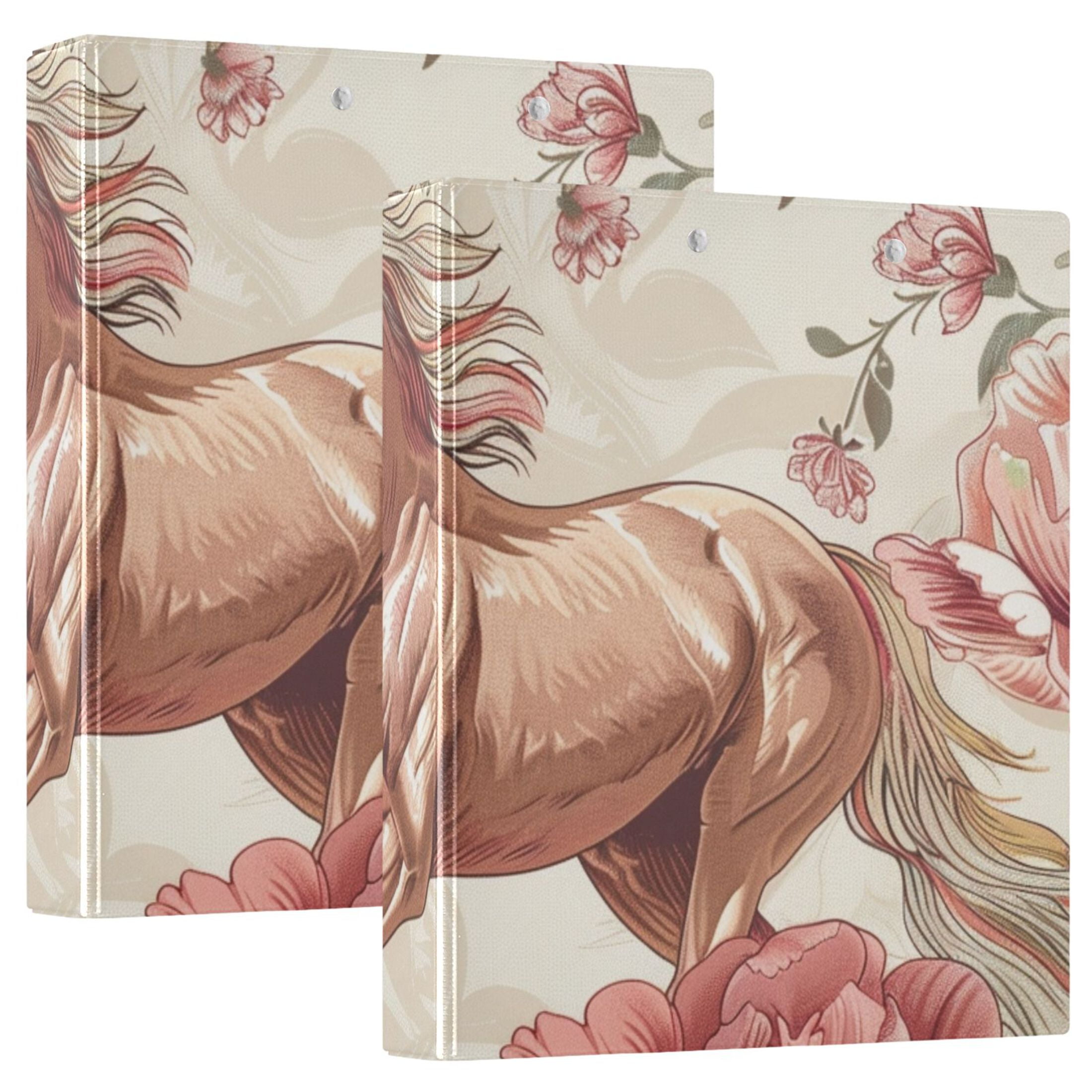 Horse Around Flowers Floral 3 Ring Binders 1.5 inch Hardcover File ...