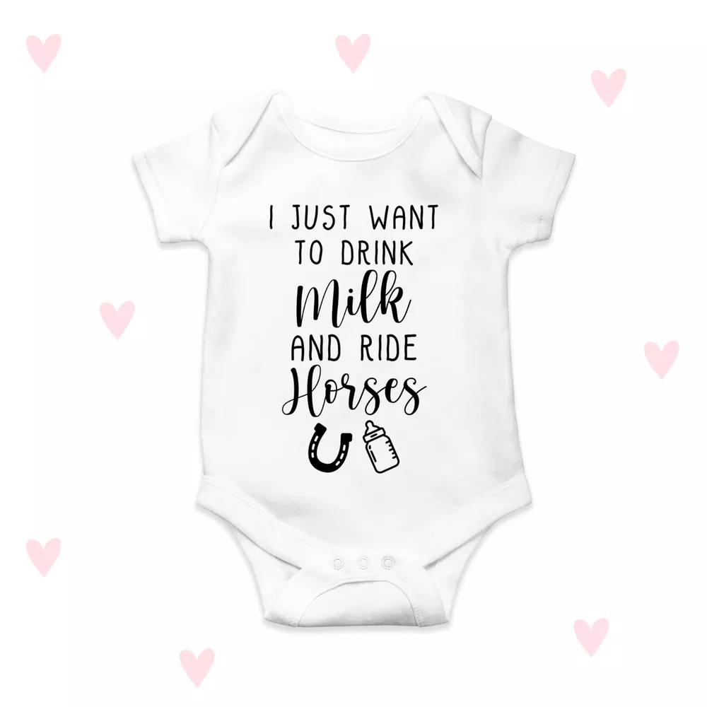 Horse Baby Grow Gifts Newborn Pony Equestrian Cute And Cool Baby Bodysuit, Cute Natural Baby ...