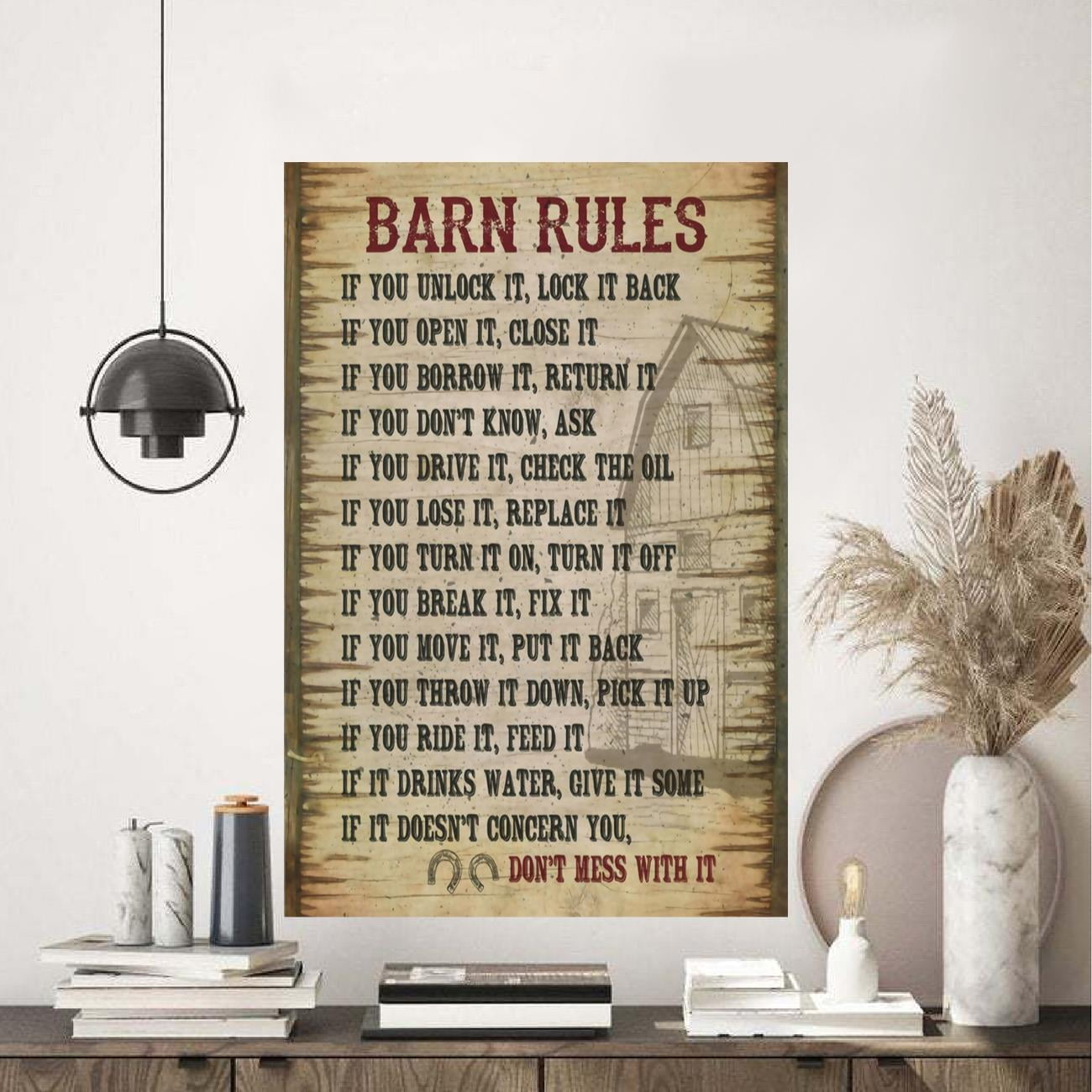 Horse Barn Rules Knowledge Poster Horse Poster gift for horse lover 24 ...