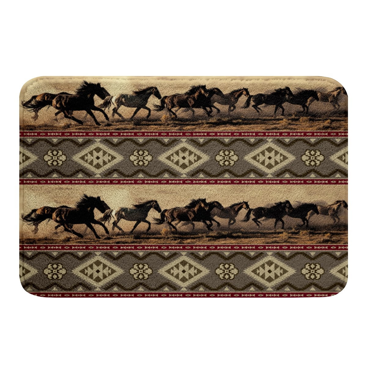 Horse Bath Mat Geometric Aztec Western Bathroom Accessories 16"x24 ...