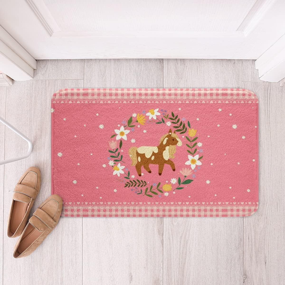 Horse Bathroom Rugs Farm Animal Bath Mat Cartoon Love Print Non-Slip ...