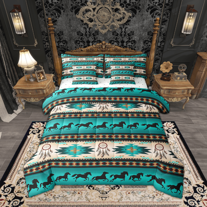 Horse Bed in a Bag Queen Comforter Set 7 Piece,Dream Catchers Bedding ...