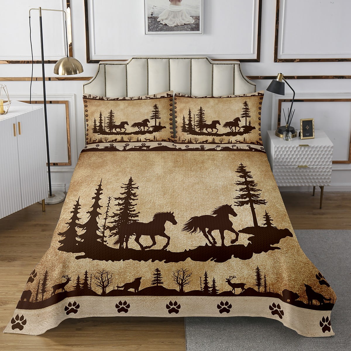 Horse Bedding Set Queen,Western Cowboy Bedspread Set,Rustic Farmhouse ...