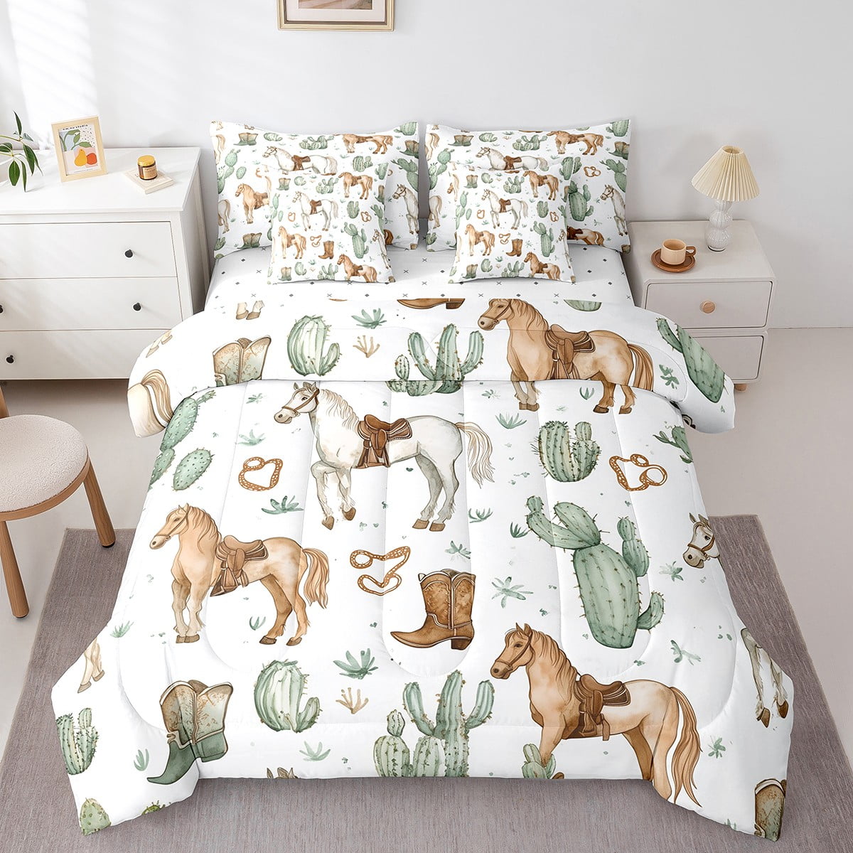 Horse Bedding Set Teens,Western Farmhouse Animal Bed In A Bag With ...