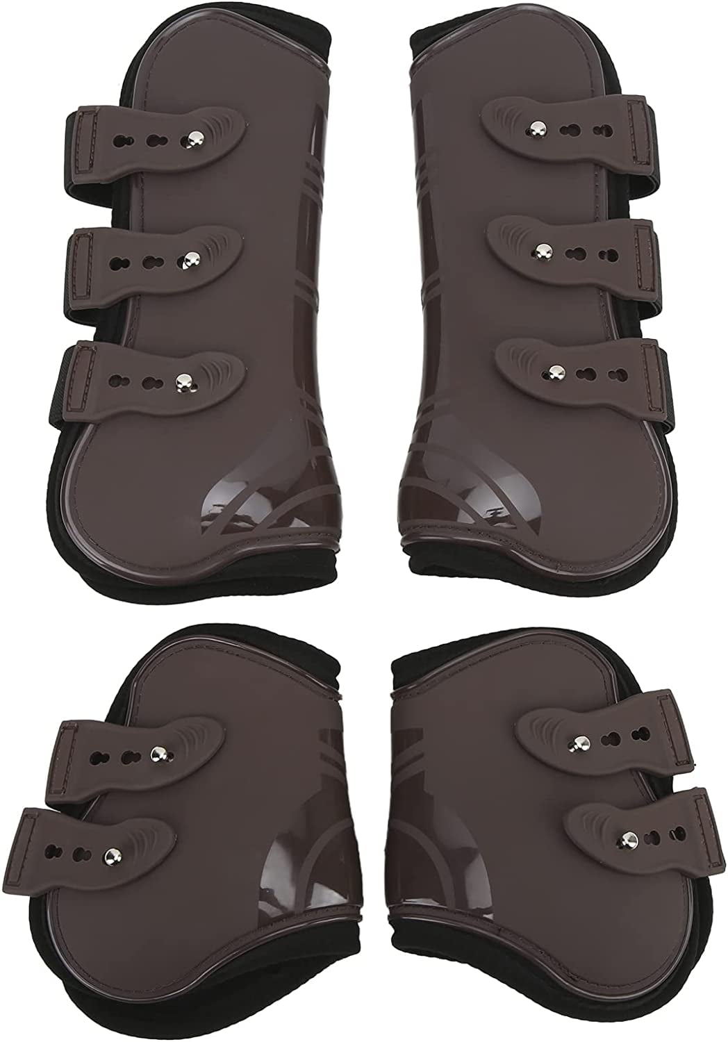 Horse Boots for Front and Hind Legs, 4Pcs PU Horses Tendon Fetlock ...