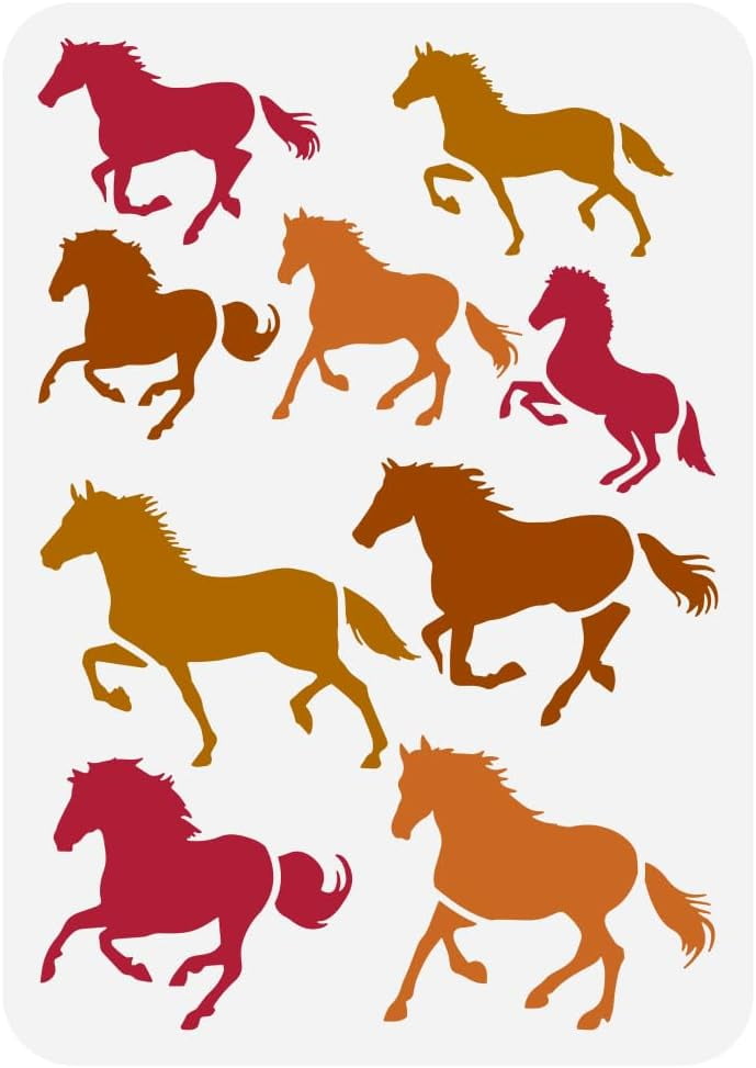 Horse Border Painting Stencil 8.3x11.7 inch Plastic PET Running Horses ...