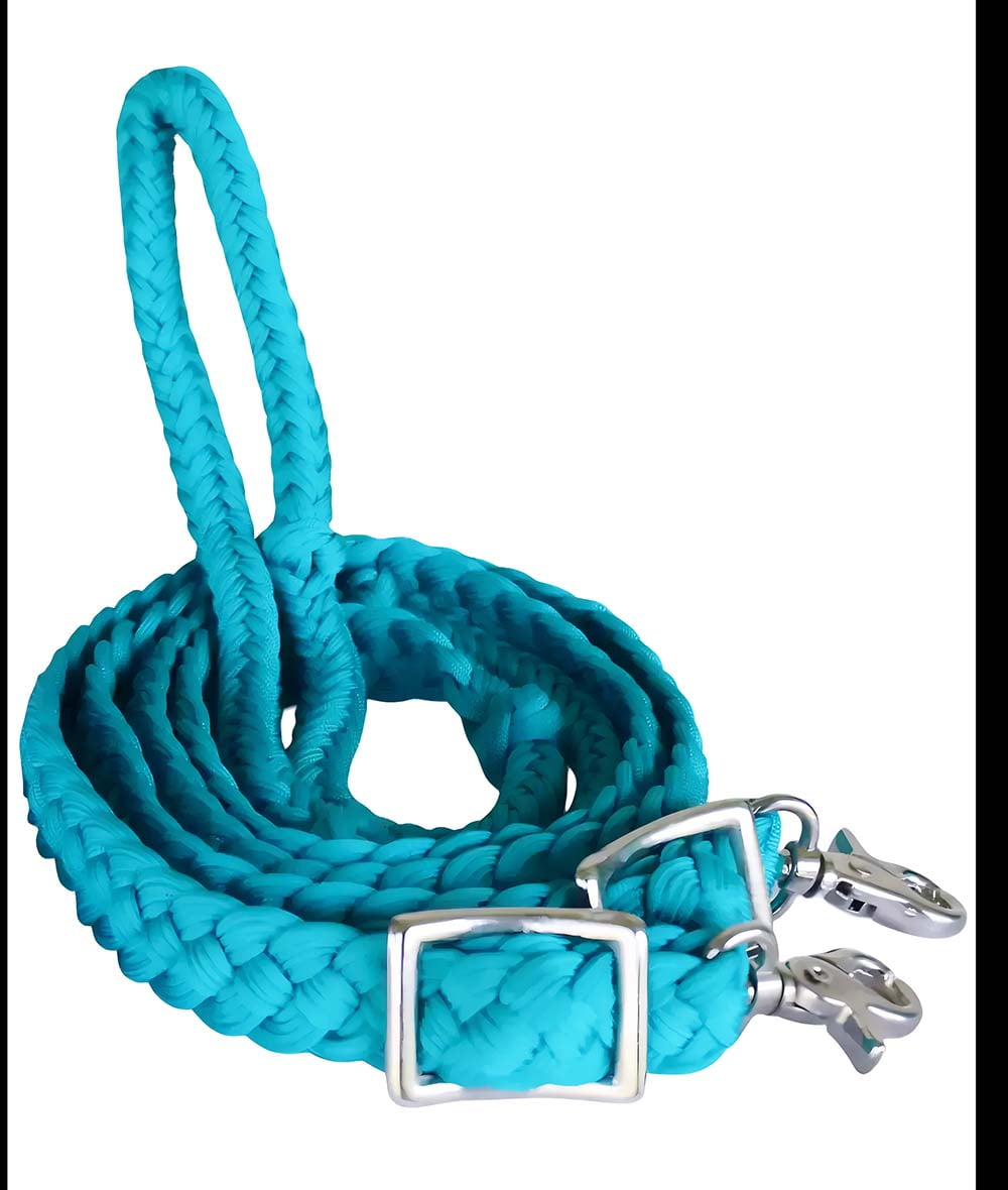 Horse Braided Poly Nylon Roping Western Barrel Reins Tack Turquoise ...