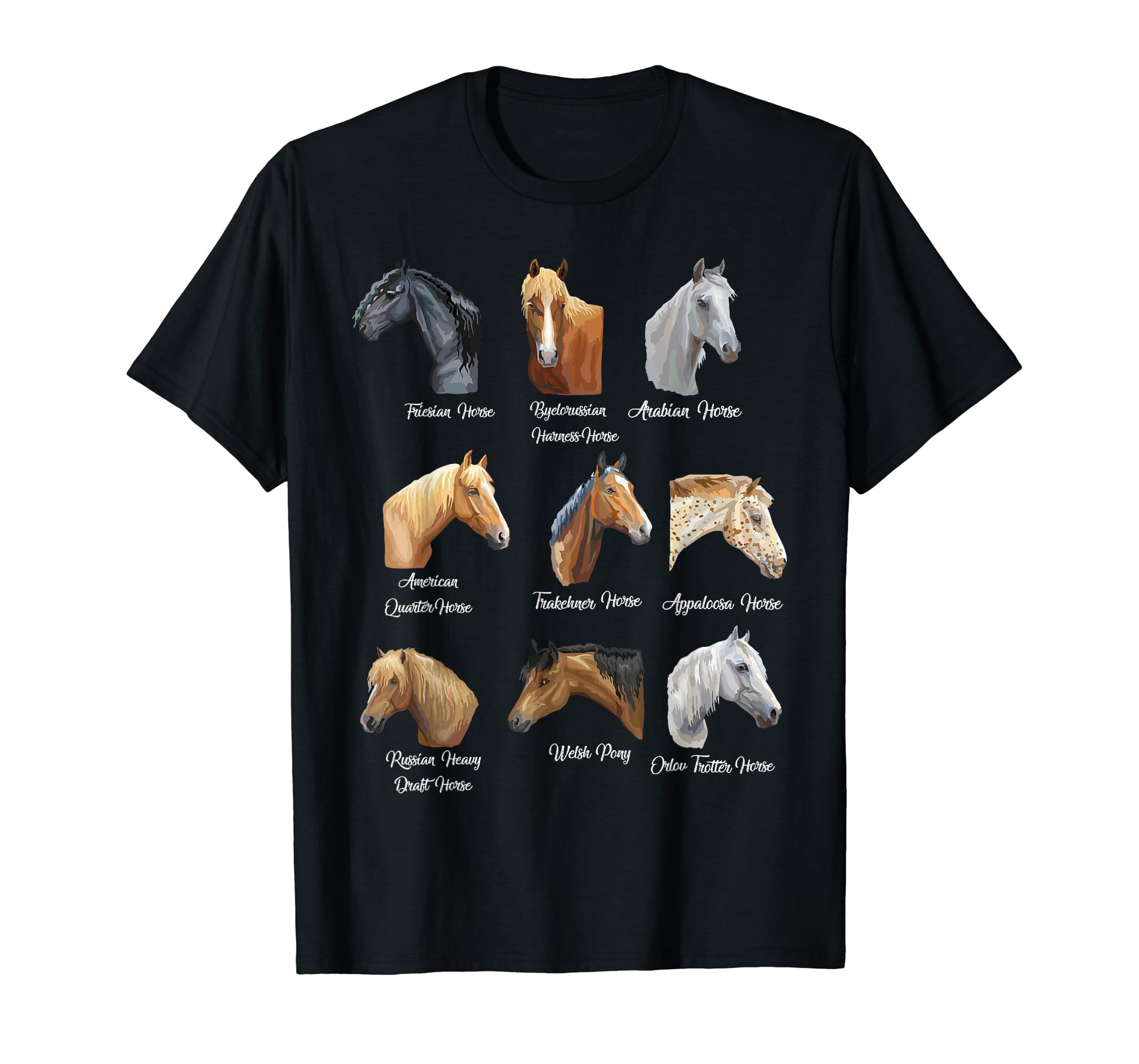 Horse Breeds Equestrian horseback riding gift for girls T-Shirt ...