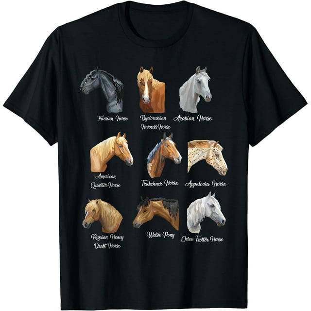 Horse Breeds Equestrian horseback riding gift for girls T-Shirt ...