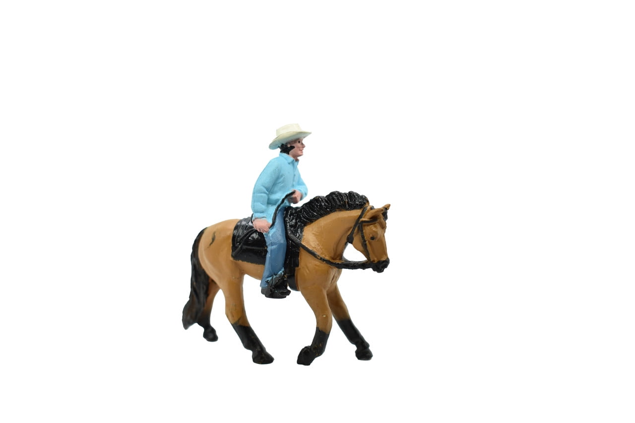 Horse, Buckskin and Cowboy, Rider Plastic Toy Animal, Realistic Figure ...