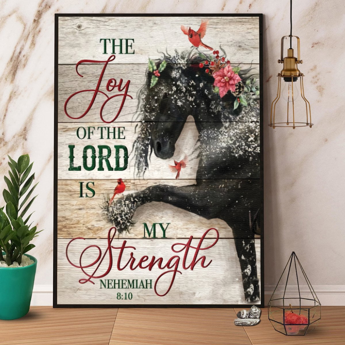 Horse & Cardinal The Joy Of The Lord Is My Strength Merry Christmas ...