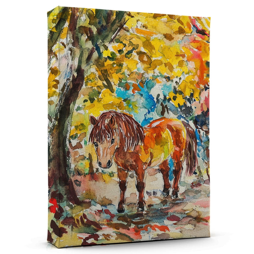 Horse Chestnut Dwarf Miniature Canvas Wall Art Animal Decor, Horse ...