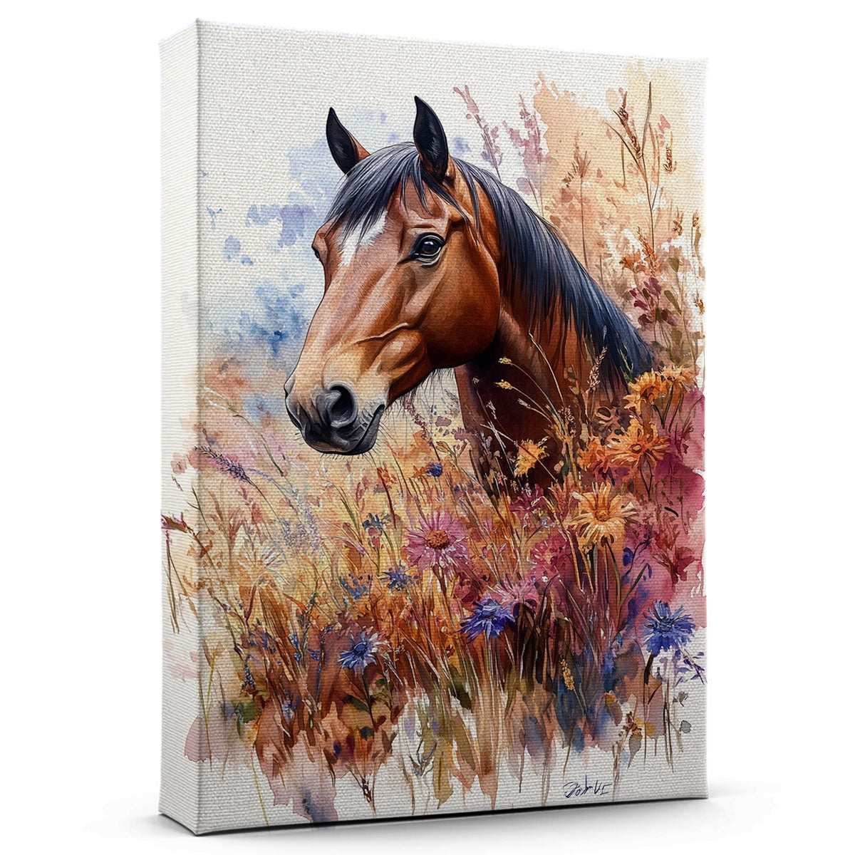 Horse Chestnut Holsteiner Canvas Art Animals, Colorful Horse Chestnut ...