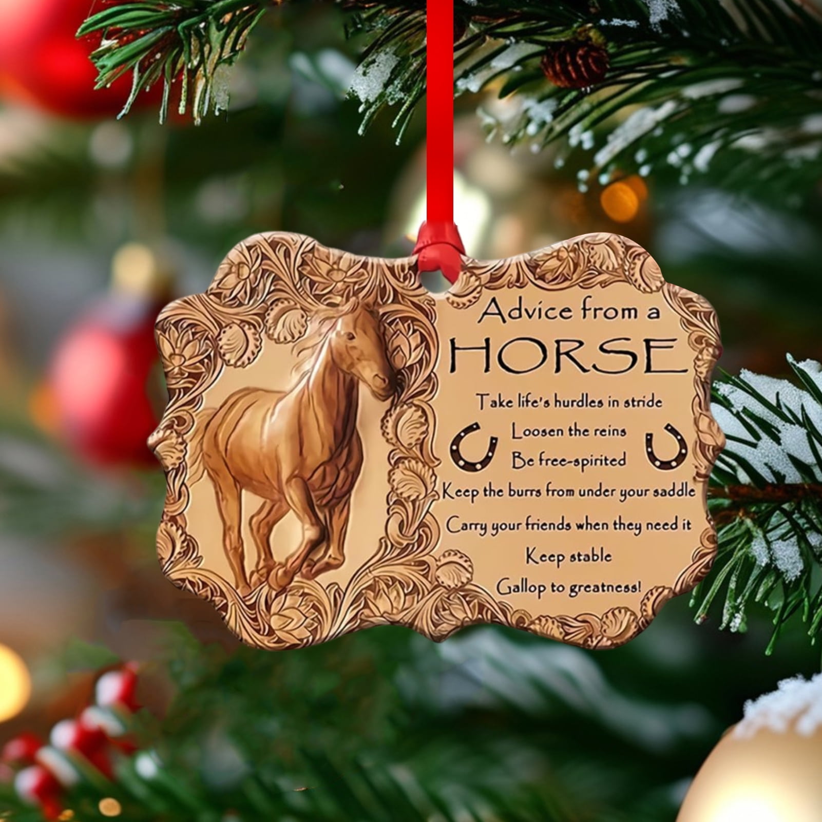 Horse Christmas Ornament 2D Acrylic Horse Xmas Tree Hanging Ornament ...
