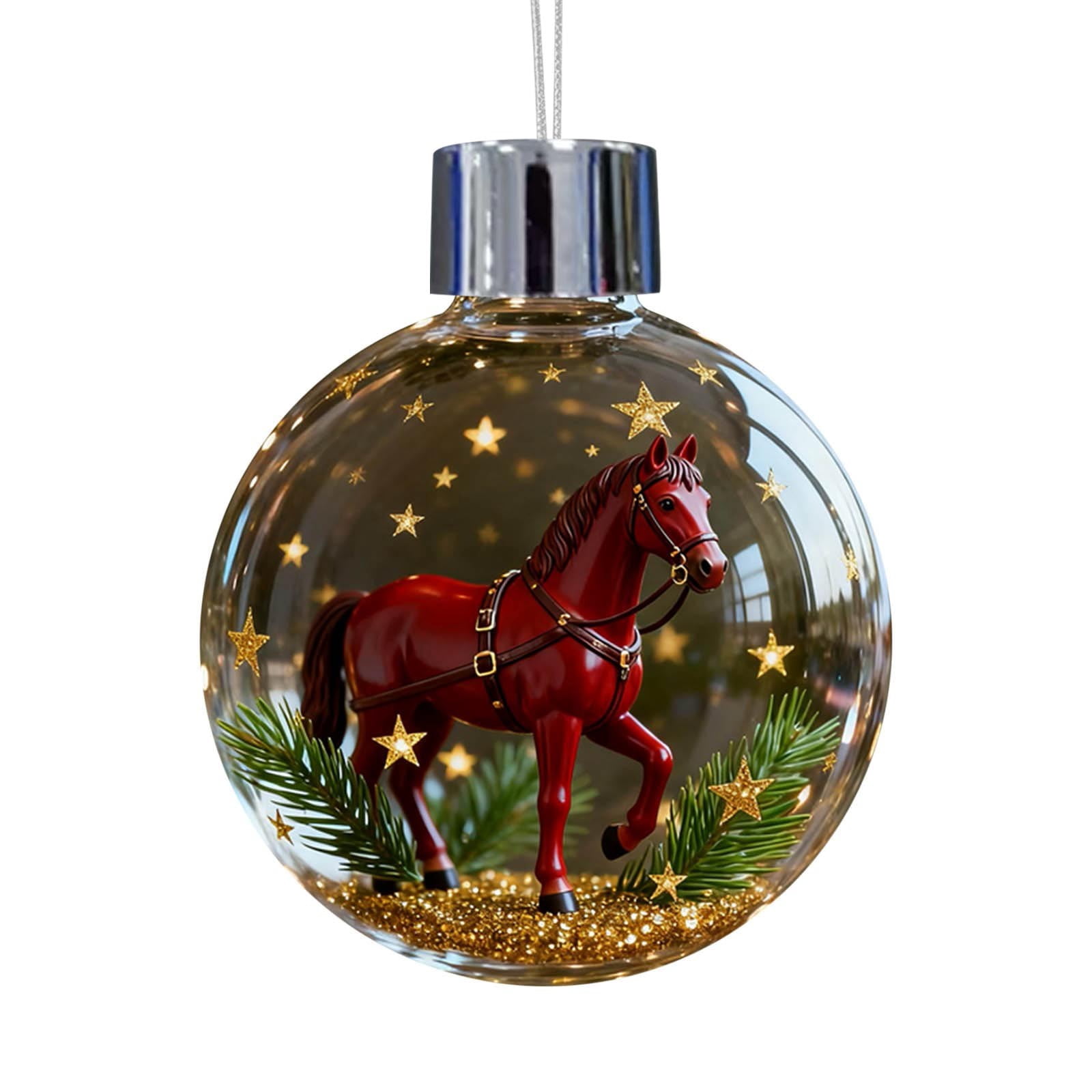 Horse Christmas Ornaments, Equestrian Clear Acrylic Baubles, Detailed ...