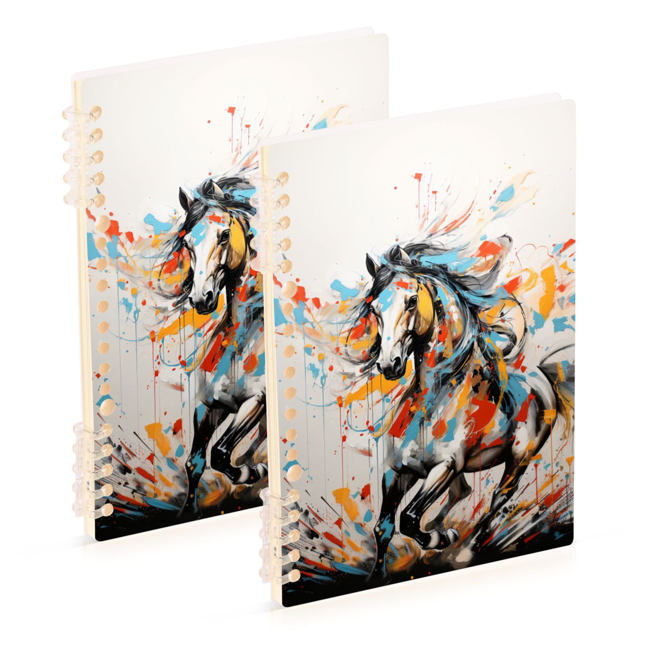 Horse Colorful Ring Binder Notebook Journey Note Diary College Ruled ...