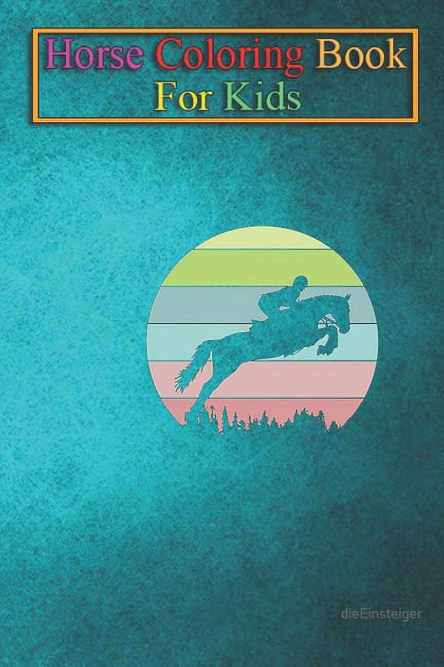 Horse Coloring Book For Kids: Equestrian sports in retro style Animal ...