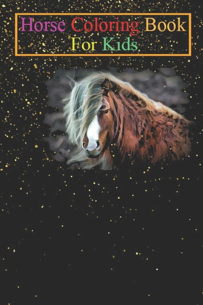 Horse Coloring Book For Kids: Wild Horse Portrait Animal Coloring Book ...