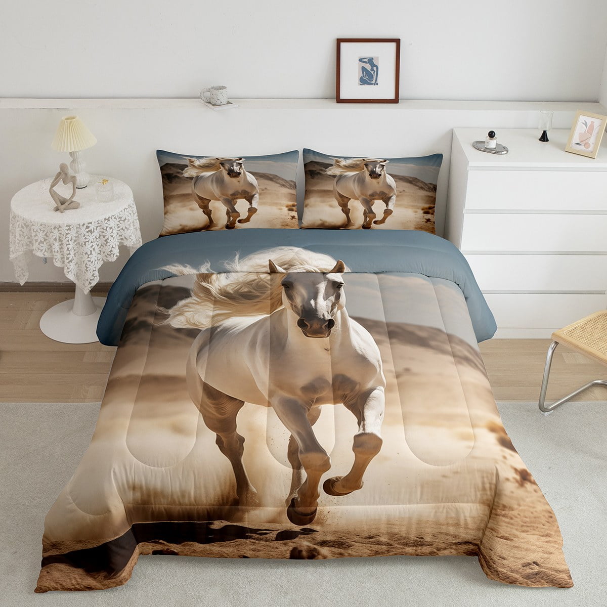 Horse Comforter Set Queen Size, Galloping Horse Bedding Horse Gifts ...