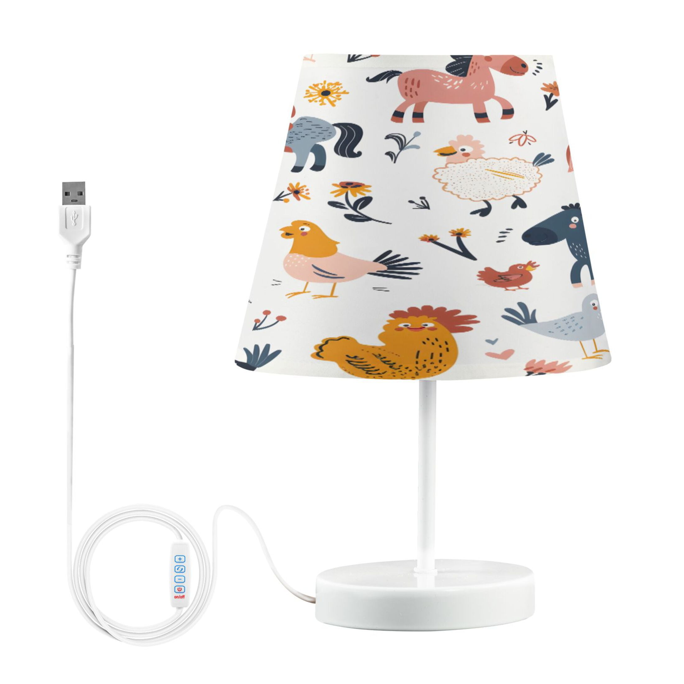 Horse Cow Chicken Bird Desk Lamp LED Table Nightstand Lamps with 3 ...