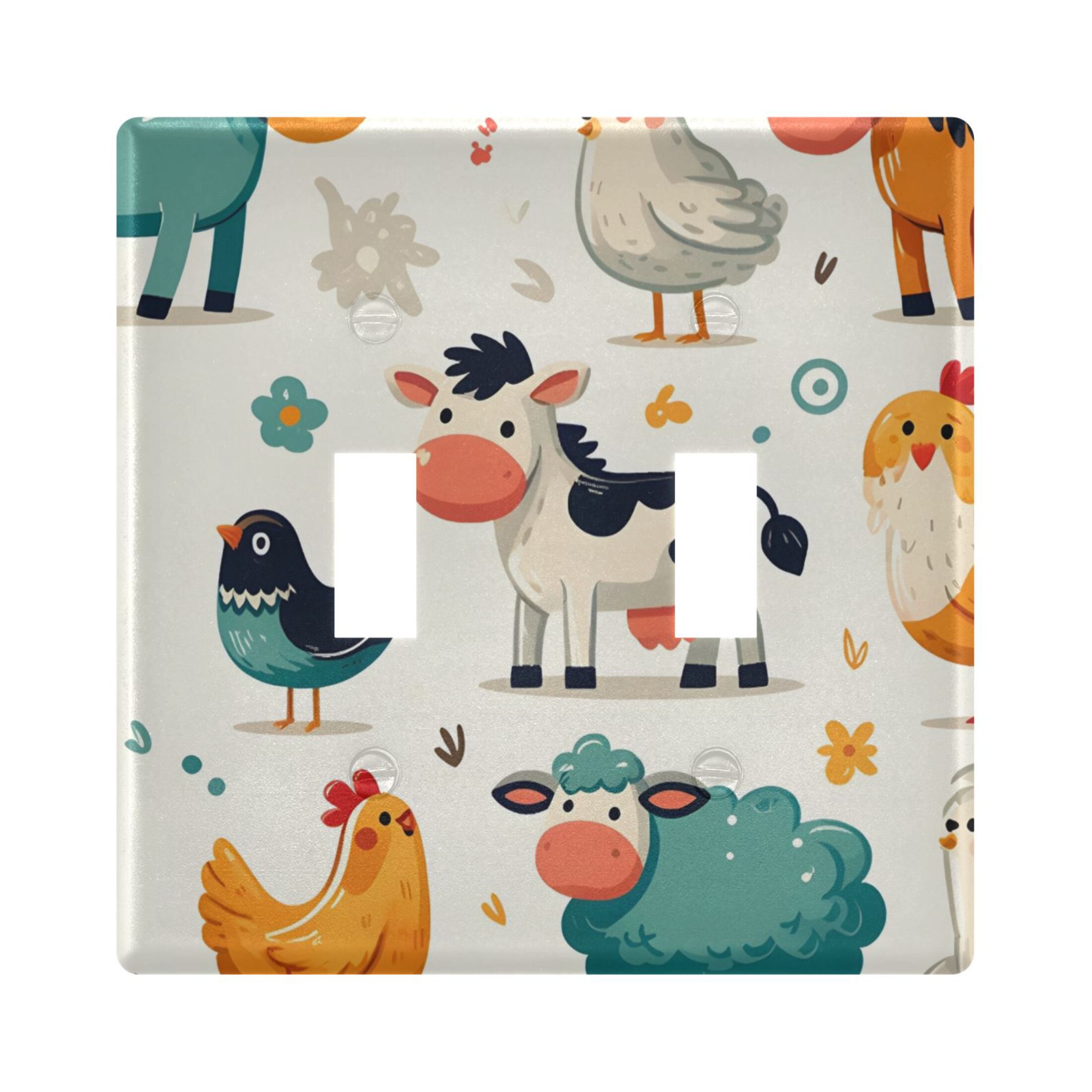 Horse Cow Chicken Bird Sheep Light Switch Plate Covers 2 Gang Wall ...