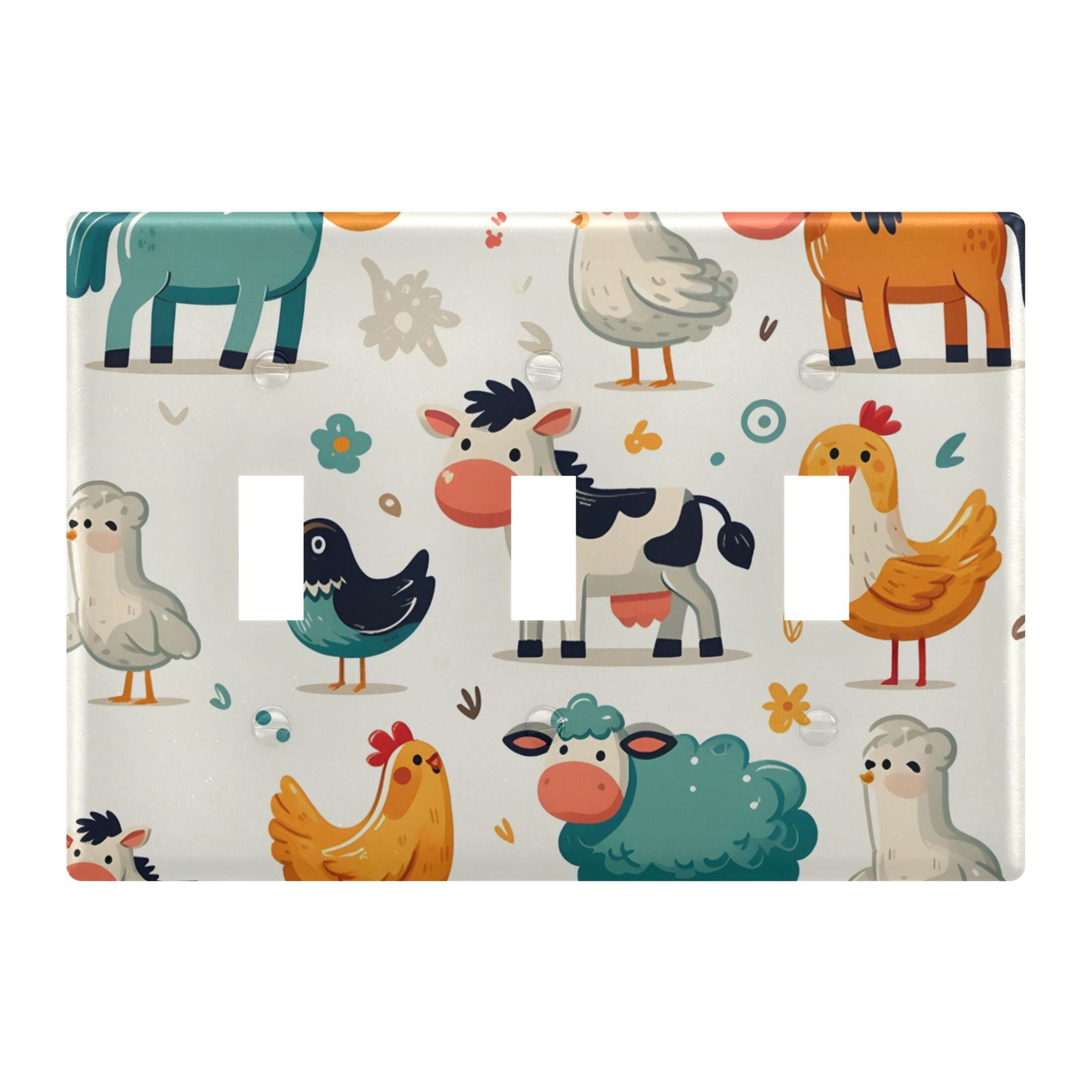 Horse Cow Chicken Bird Sheep Light Switch Plate Covers 3 Gang Wall ...