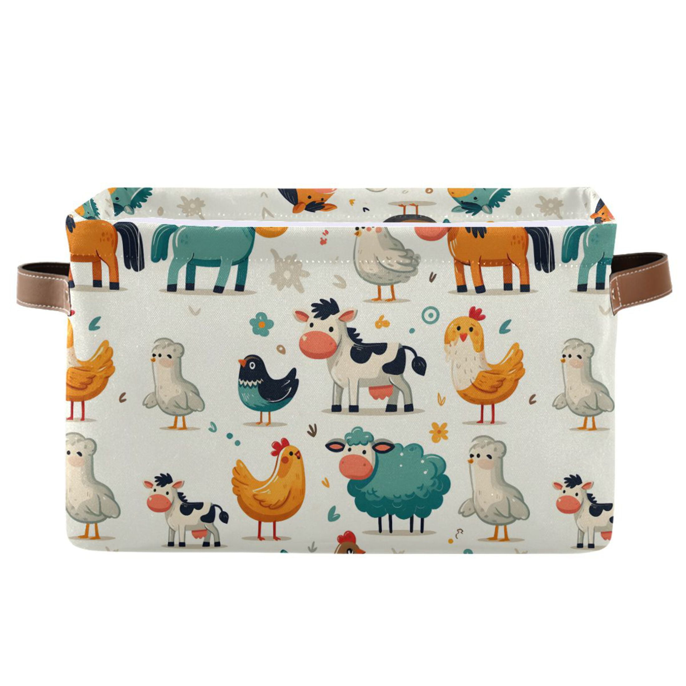Horse Cow Chicken Bird Sheep Storage Bins with Handle Fabric Organizer ...