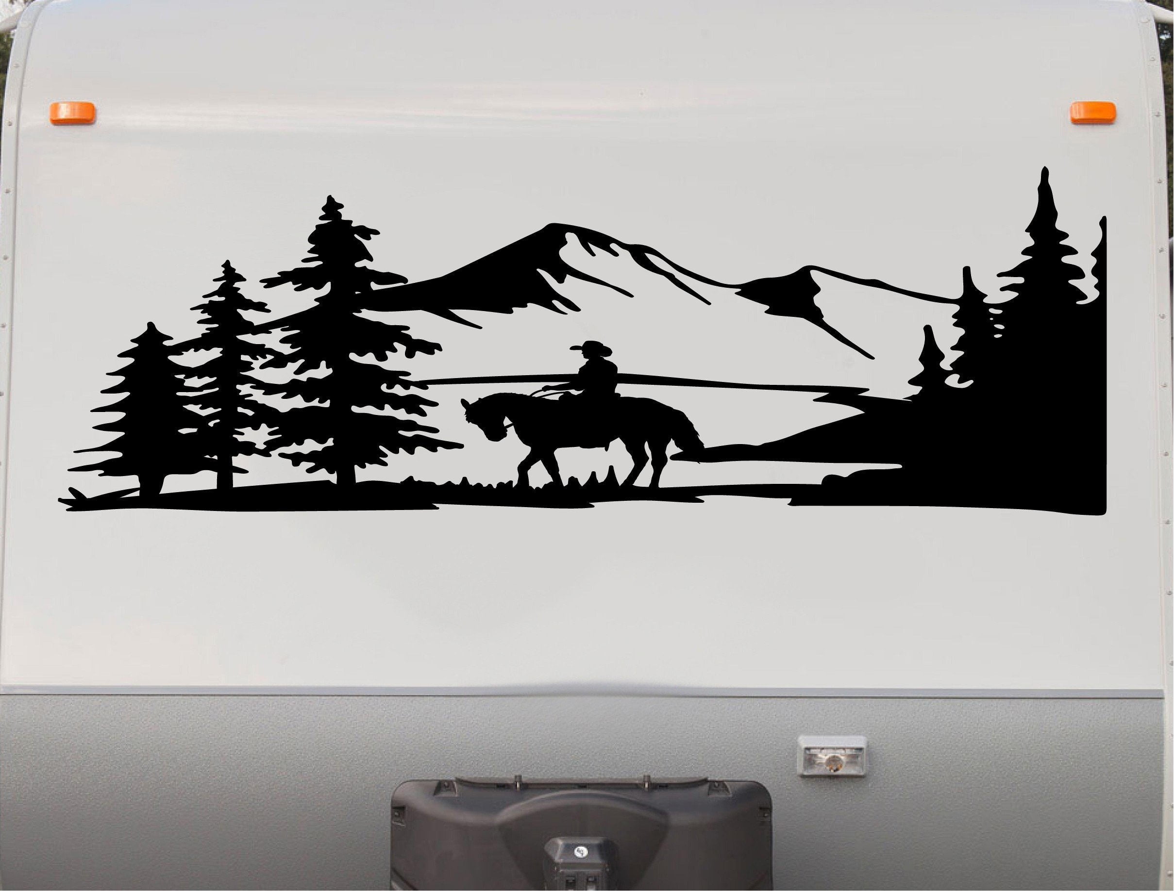 Horse Cowboy RV Camper Replacement Decal Scene Trailer Stickers CT09 ...