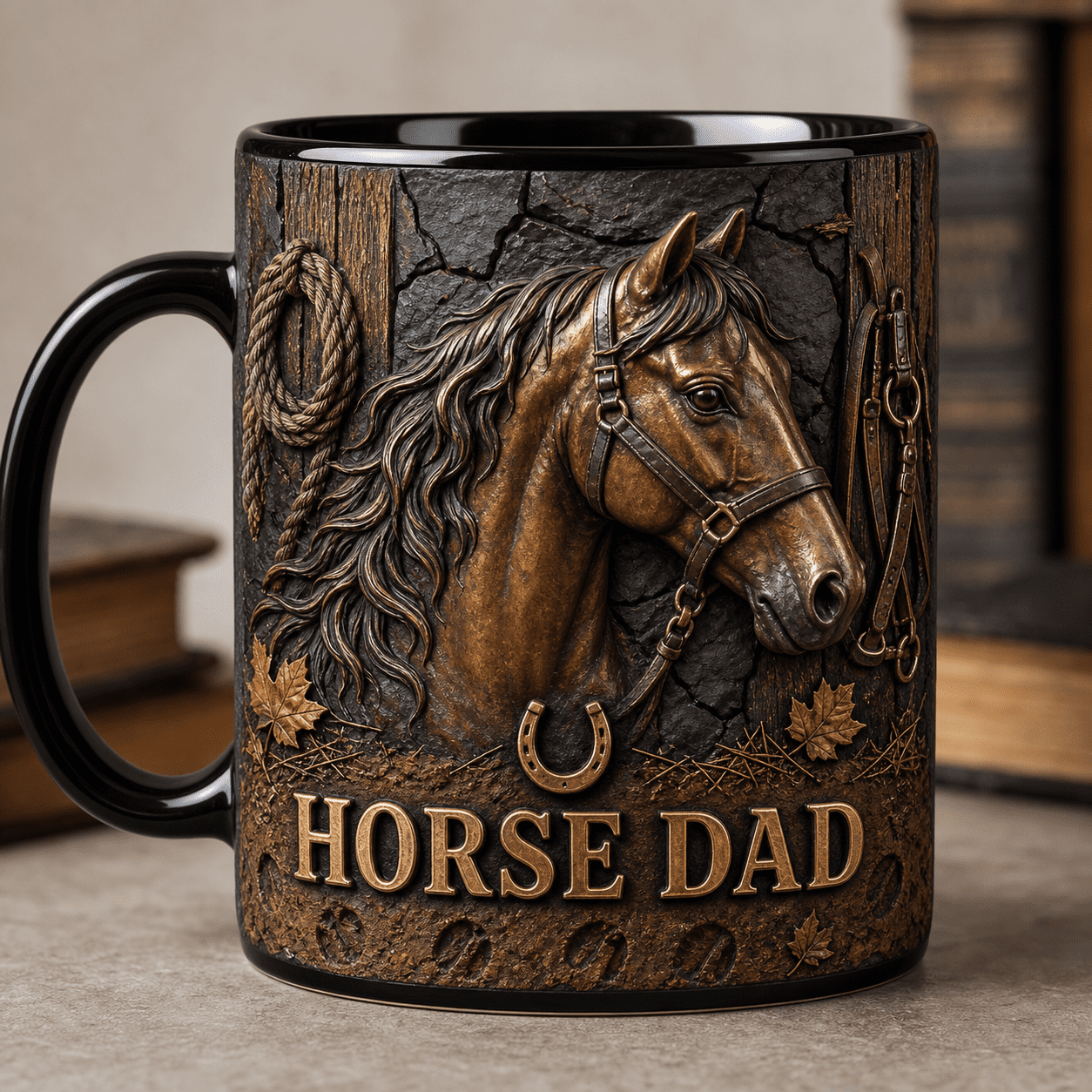 Horse Dad Mug 3D Effect Mug for Horse Lover Dad, Equestrian Coffee Cup ...