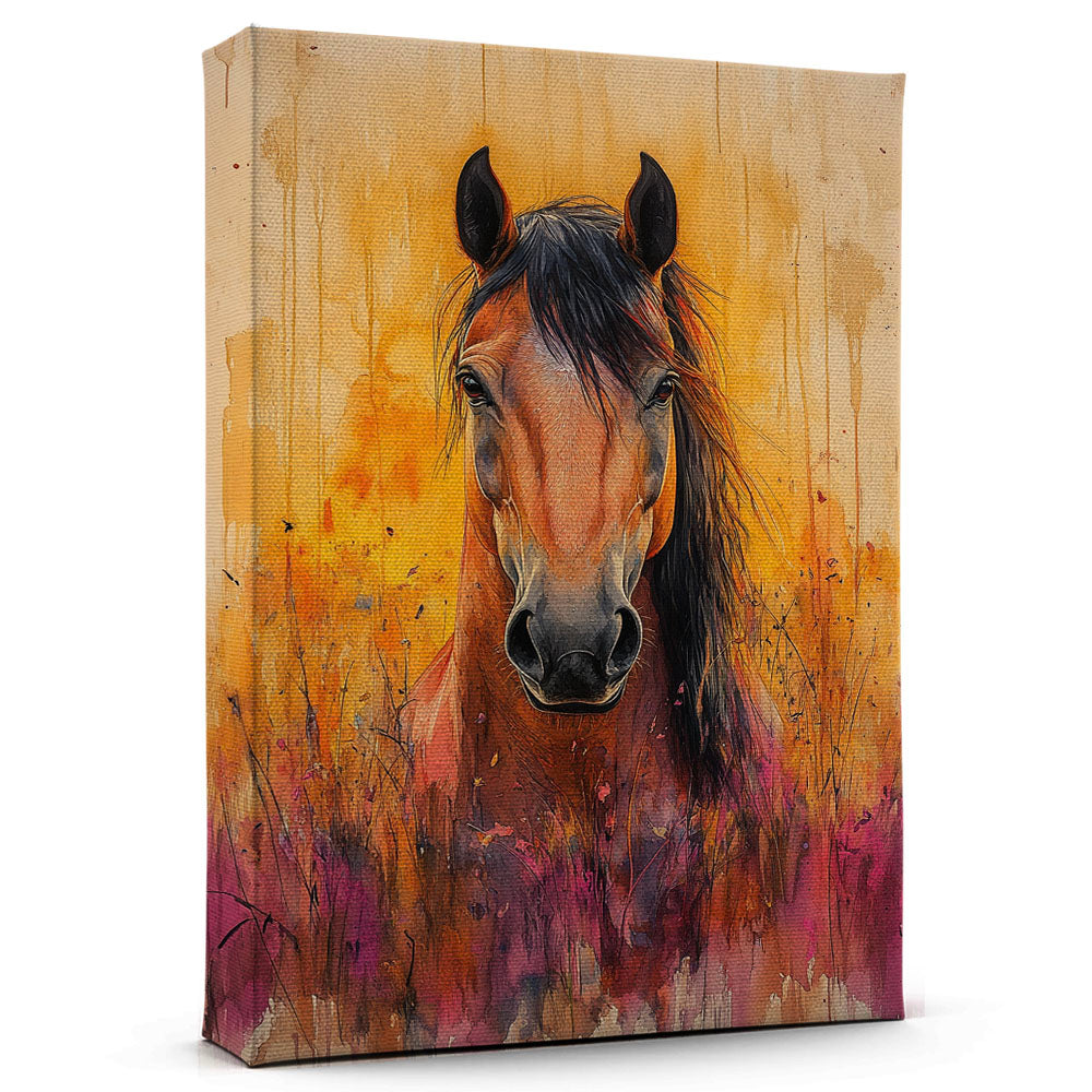 Horse Dark Bay Holsteiner Canvas For Wall, Funny Animal Decor Horse ...