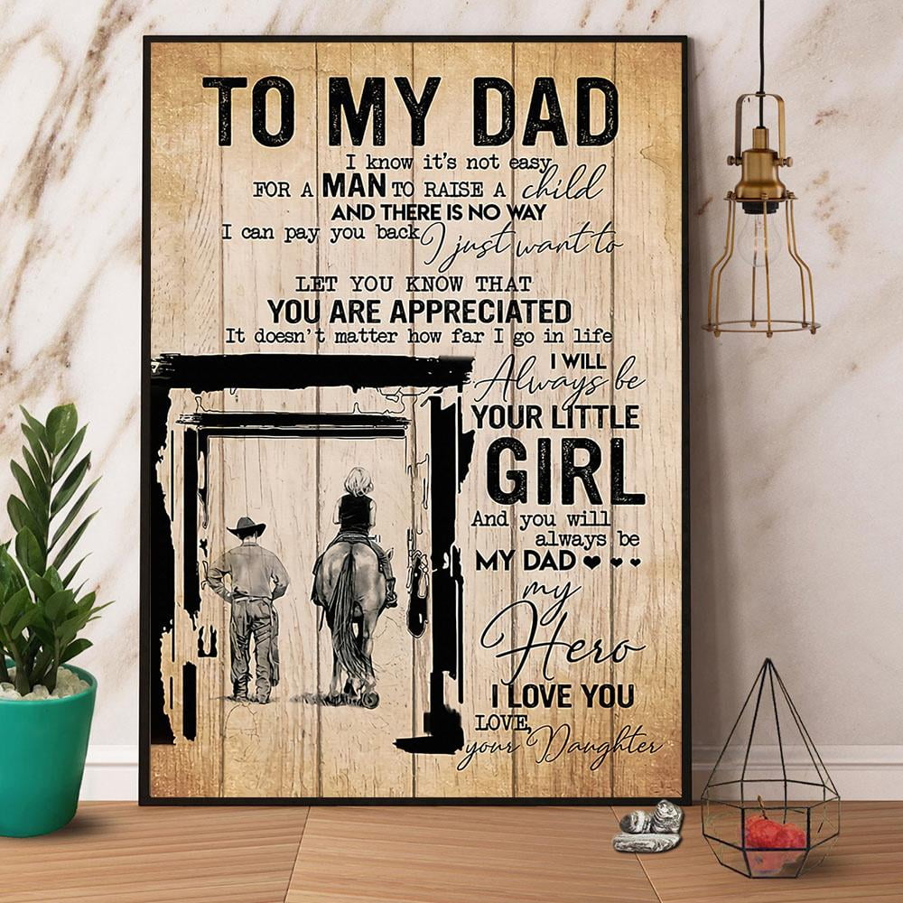 Horse Daughter To My Dad My Hero I Love You Paper Poster No Frame Matte Wall Art Decor 16 x 24 ...