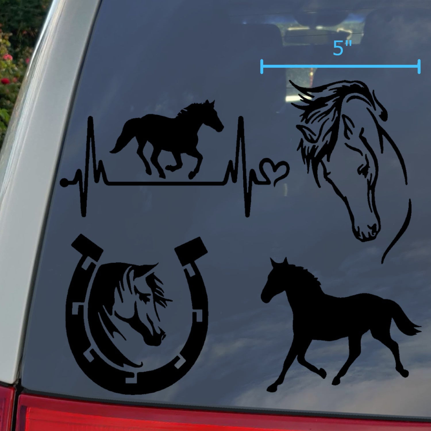 Horse Decal 4 Pack: Horse Heartbeat, Horseshoe, Horse Galloping ...