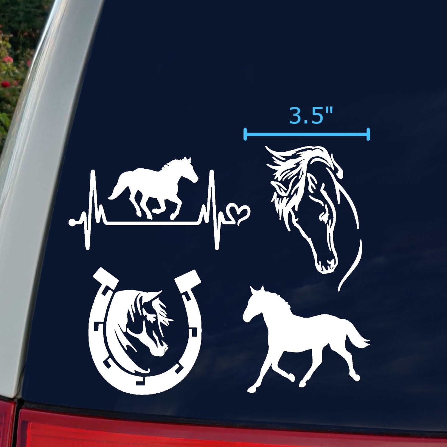 Horse Decal 4 Pack: Horse Heartbeat, Horseshoe, Horse Galloping ...
