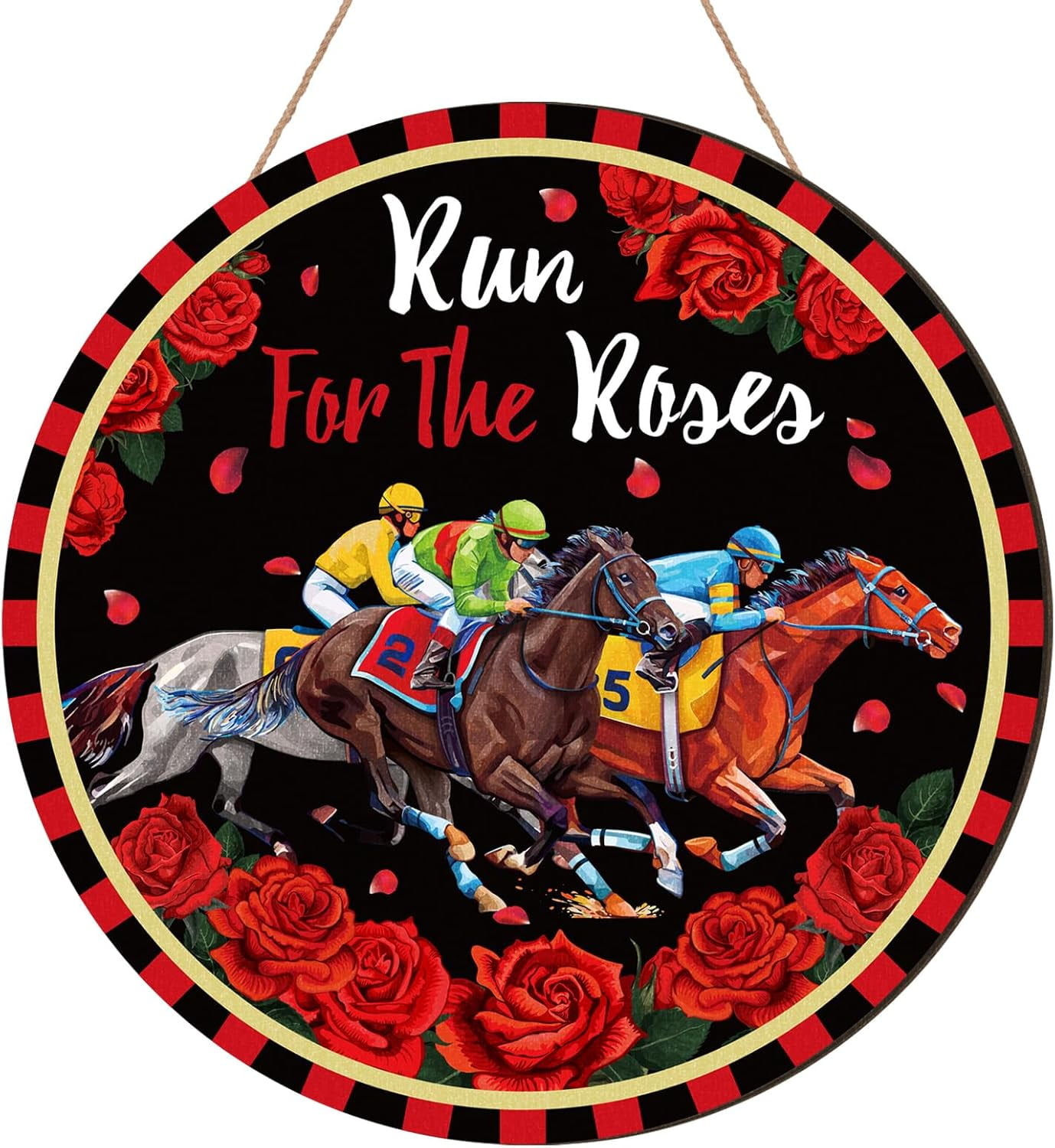 Horse Derby Wreath Run for the Rose Horse Racing Front Door Sign Derby ...