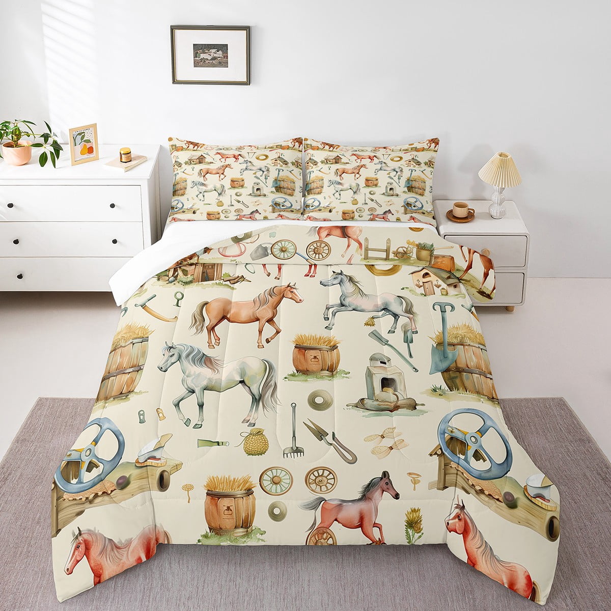 Horse Down Comforter Twin Rustic Farmhouse Comforter Set Teens ...