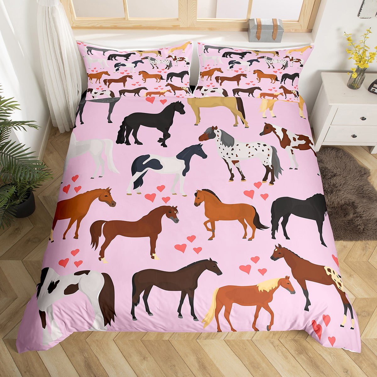 Horse Duvet Cover Twin Western Cowgirl Bedding Set For Girls Women ...