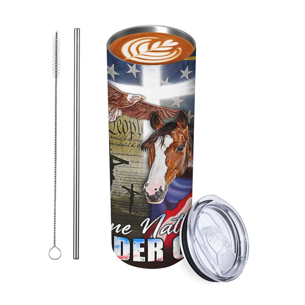 Horse Eagle One Nation Under God 20oz Coffee Mug Cup,Stainless Steel ...