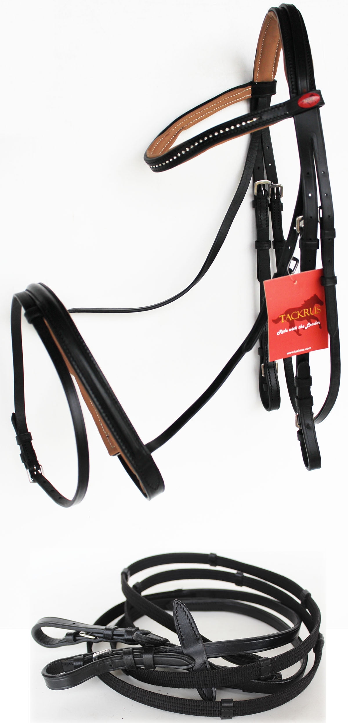 Horse English Padded Leather Jumping Adjustable Bridle Full 803460TNF ...