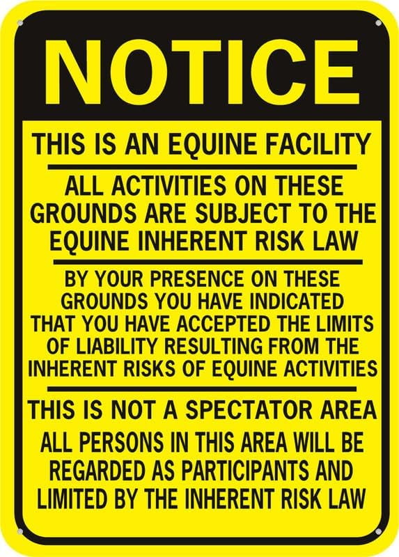 Horse Equine Liability Sign Signs Outdoor Uv Printed Aluminum 12 X 8 In ...